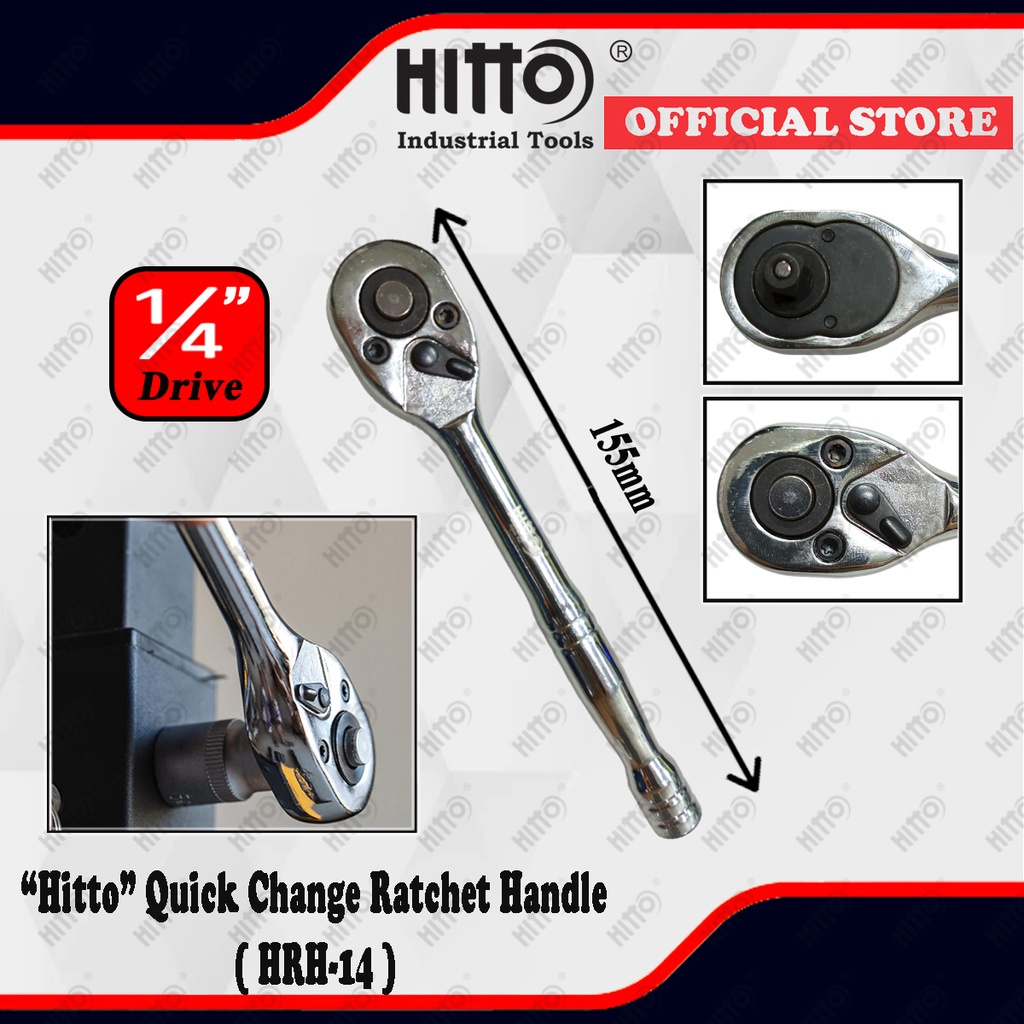 [ HITTO ] 1/4"Dr. x 155mm Quick Change Ratchet Handle Wrench Teeth ...