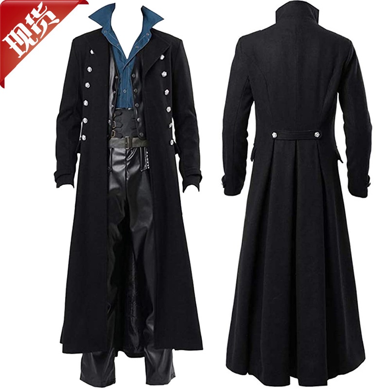 Xin2 Men's Steampunk Retro Jacket Gothic Victoria Era Frog Coat Uniform ...