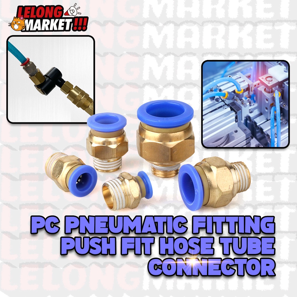 PC Pneumatic Fitting Push Fit Hose Tube Connector Fittings Male Thread ...