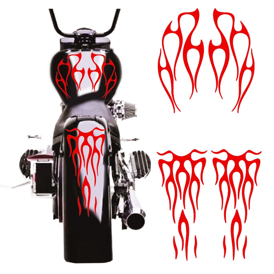 Motorcycle Red Flame style Gas Tank Decals Stickers For Honda Shadow ...