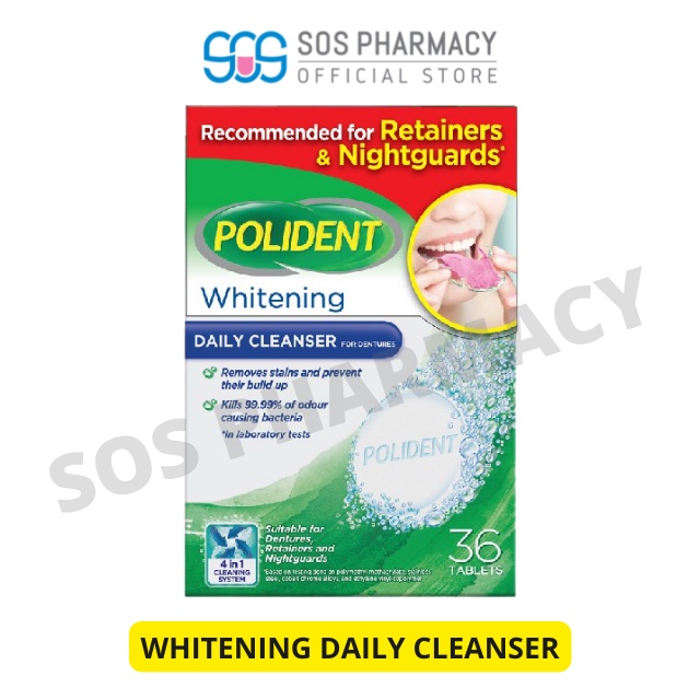 Polident Denture + Retainer Cleaning Tablets + Whitening Cleanser (36's ...