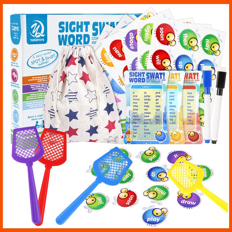 142PCS Sight Word Swat Game Shooting Flies English Words Cards ...