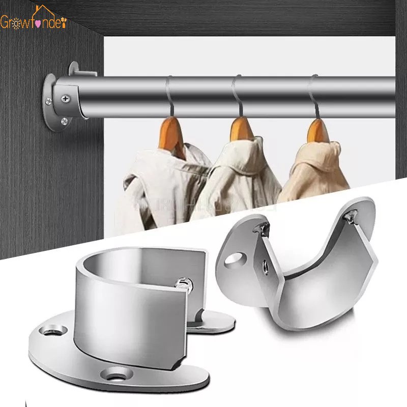 27/34mm U-Shaped Clothes Rod Flanges Stainless Steel Wardrobe Pipe ...