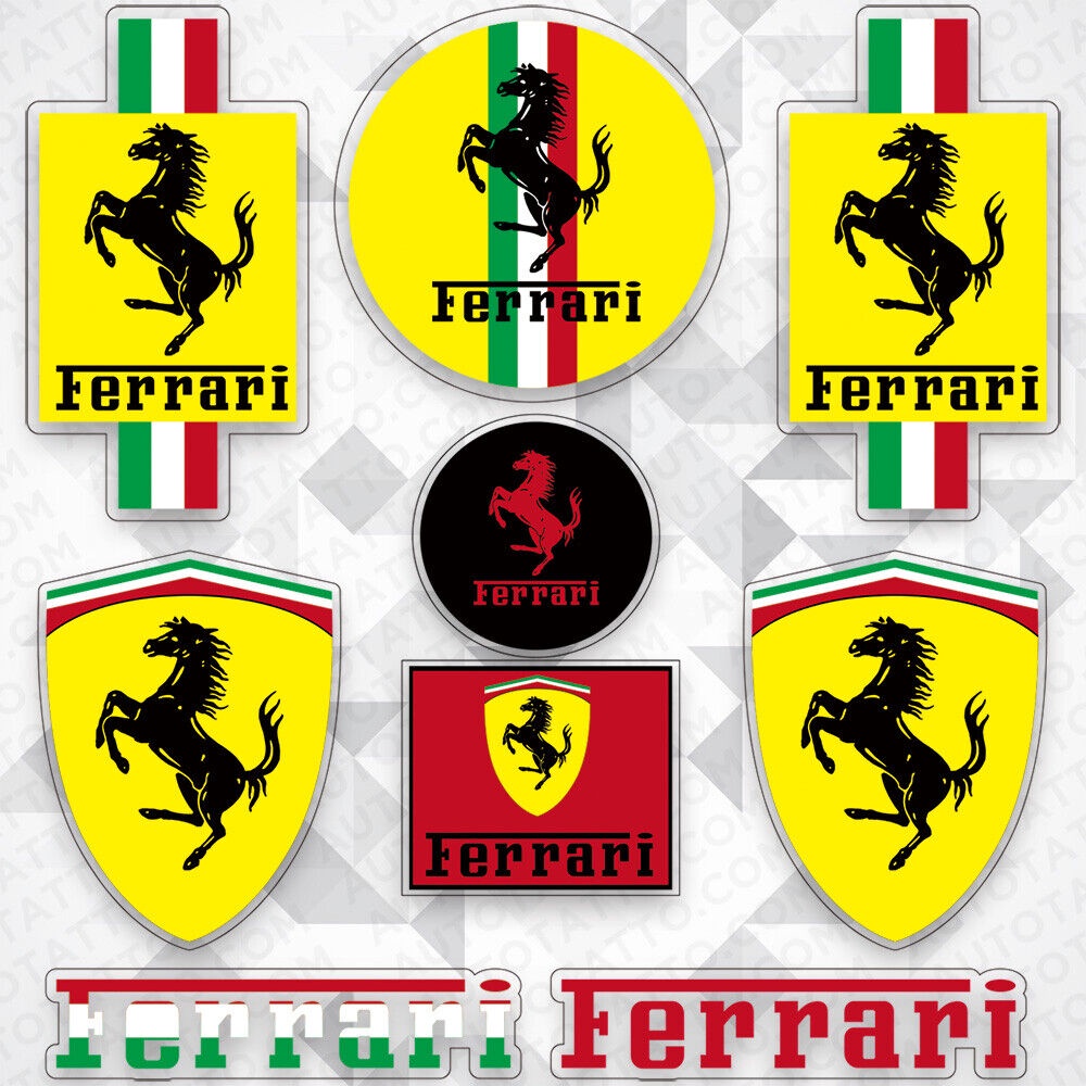 For Ferrari Super Racing Car Logo Sticker Vinyl Decal Stripes Logo ...