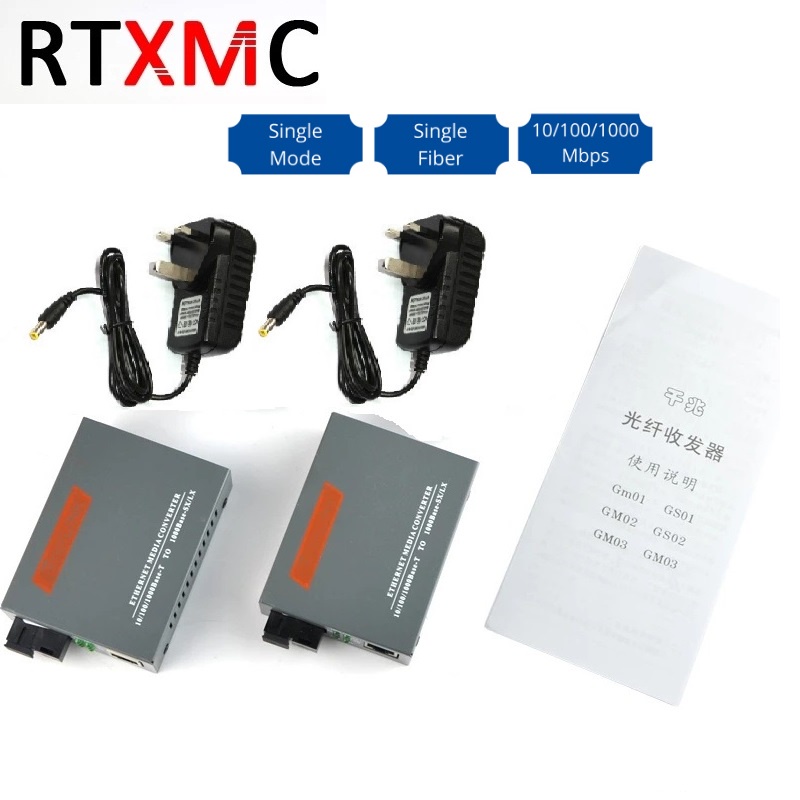 Gigabit Fiber Optical Media Converter HTB-GS-03 A&B 1000Mbps Single Mode Single Fiber SC Port ...