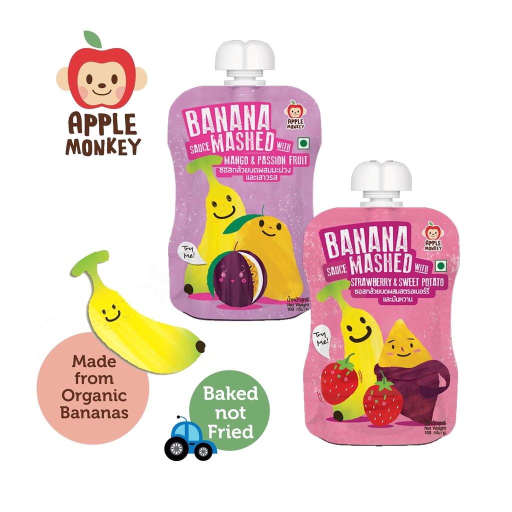Apple Monkey Banana Sauce Mashed with Mango & Passion Fruit Strawberry ...