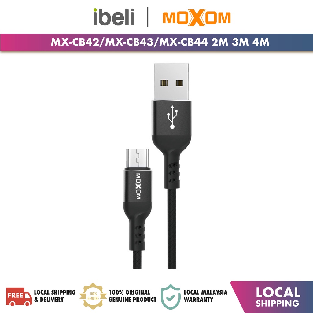 Moxom Micro Type-C Braided Cable Non-Fading 2.4A Fast Charge Cable ...