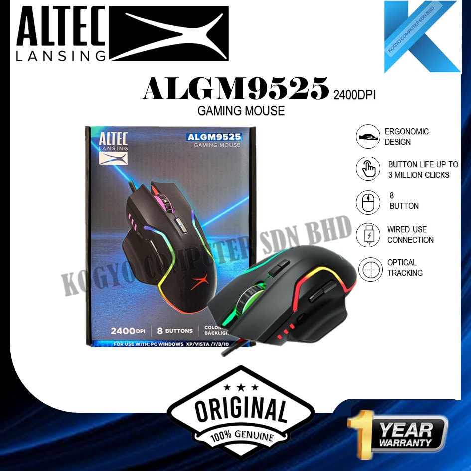 ALTEC LANSING ALGM9525 WIRED USB GAMING MOUSE | Shopee Malaysia
