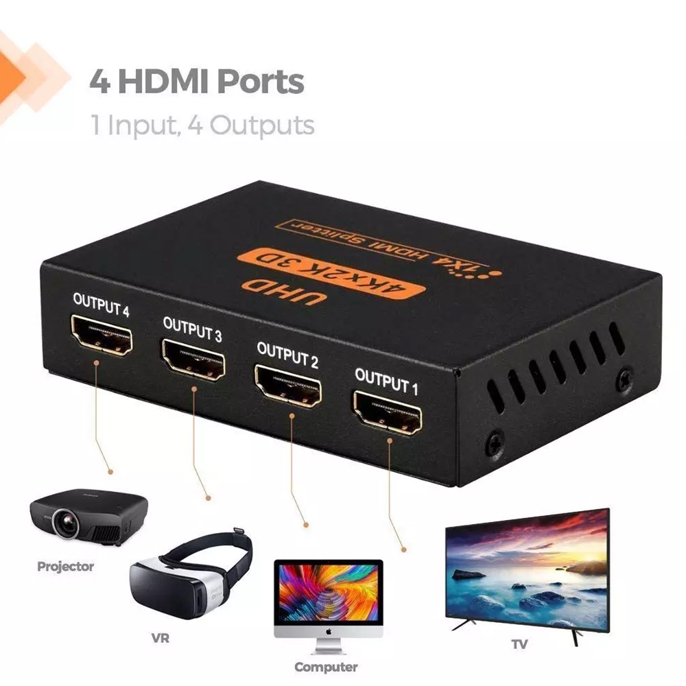 4 Port 4K 3D HDMI Splitter for Projector Monitor 1080P HDMI Amplifier ...