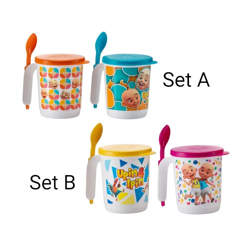 Tupperware Sweet Fancy Cups with Spoon / Upin Ipin Illumina Mugs 350ml ...
