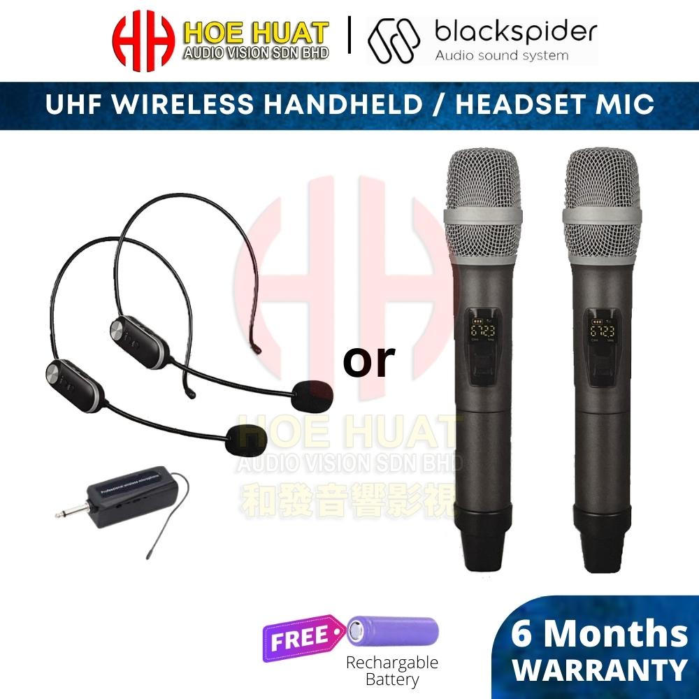 【FREE SHIPPING】Black Spider BSWM-731 Professional UHF Wireless Microphone (Handheld/Headset ...