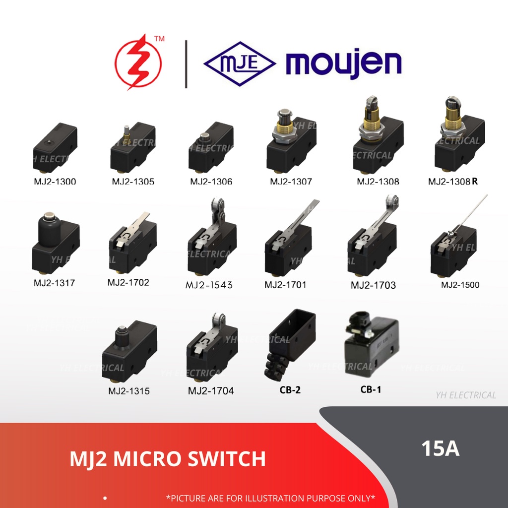 MOUJEN Limit Switch Electric / Micro Switch 15A 250V (MJ2-1701 MJ2-1702 ...