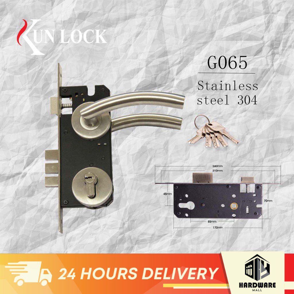Kunlock G065 Mortise Door Lever Handle Lock Kunci Pintu Rumah Wood ...