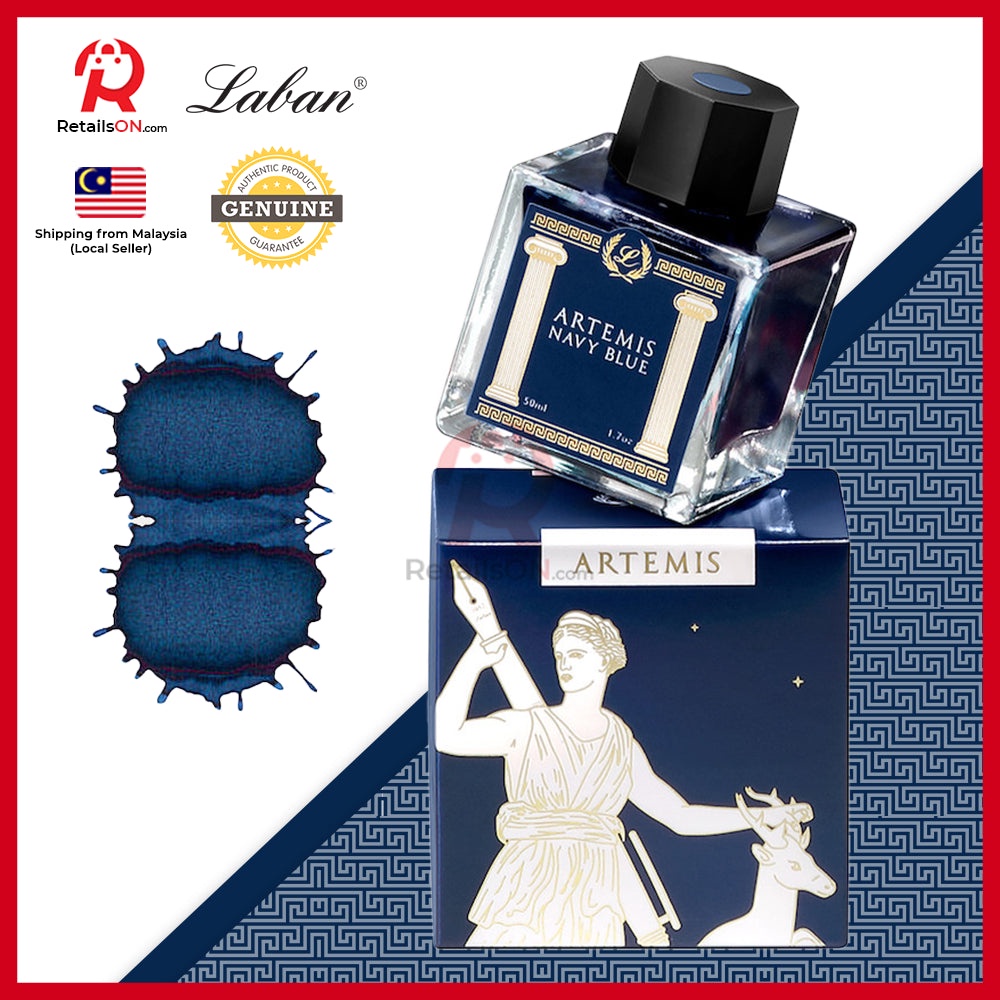Laban Ink Bottle (50ml) - Greek Mythology - Artemis Blue / Fountain Pen ...