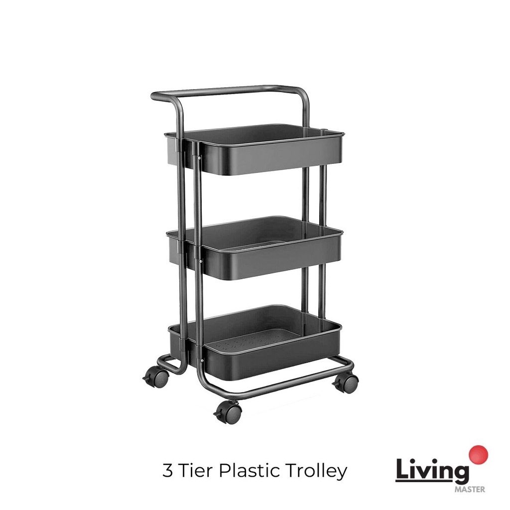 Ready Stock Multi-Purpose 3 Tier Plastic Trolley Utility Cart Rolling ...