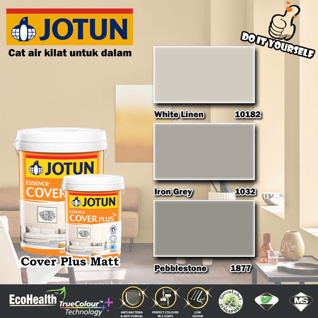 JOTUN ESSENCE COVER PLUS INTERIOR MATT 1 Liter White Linen 10182 / Iron ...