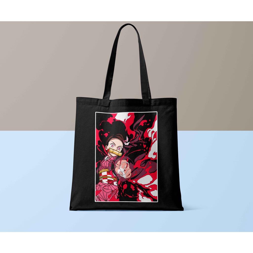Demon Slayer Tote Bag Canvas, Kimetsu No Yaiba Tote Bag Anime Design ...