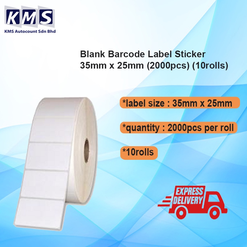Blank Barcode Label Sticker 35mm x 25mm (2000pcs) (10rolls) | Shopee ...