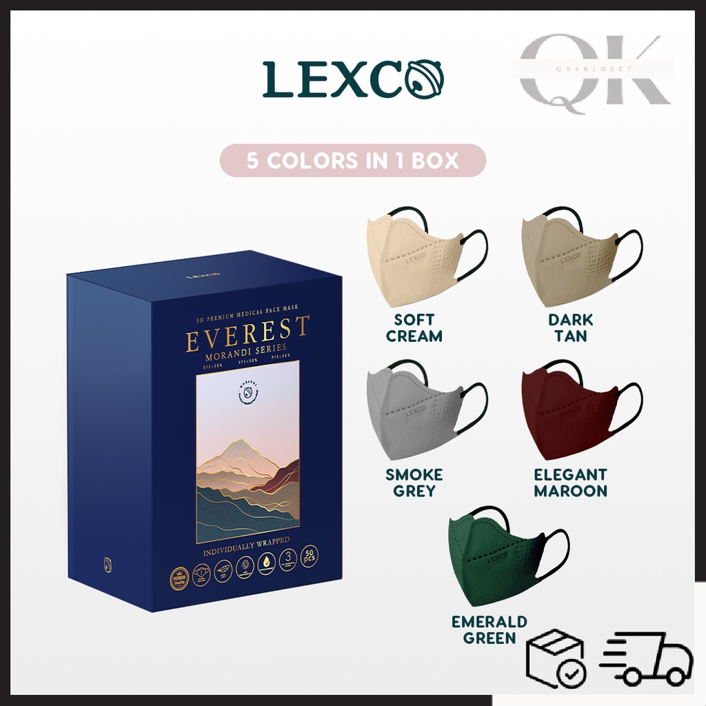 Face Mask LEXCO 3D Everest Morandi Premium 3ply 5-in-1 Colors [50’S/box ...