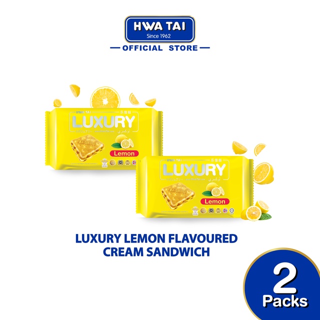 HWA TAI LUXURY Lemon Flavoured Calcium Cream Sandwich (200g x 2 Packs ...