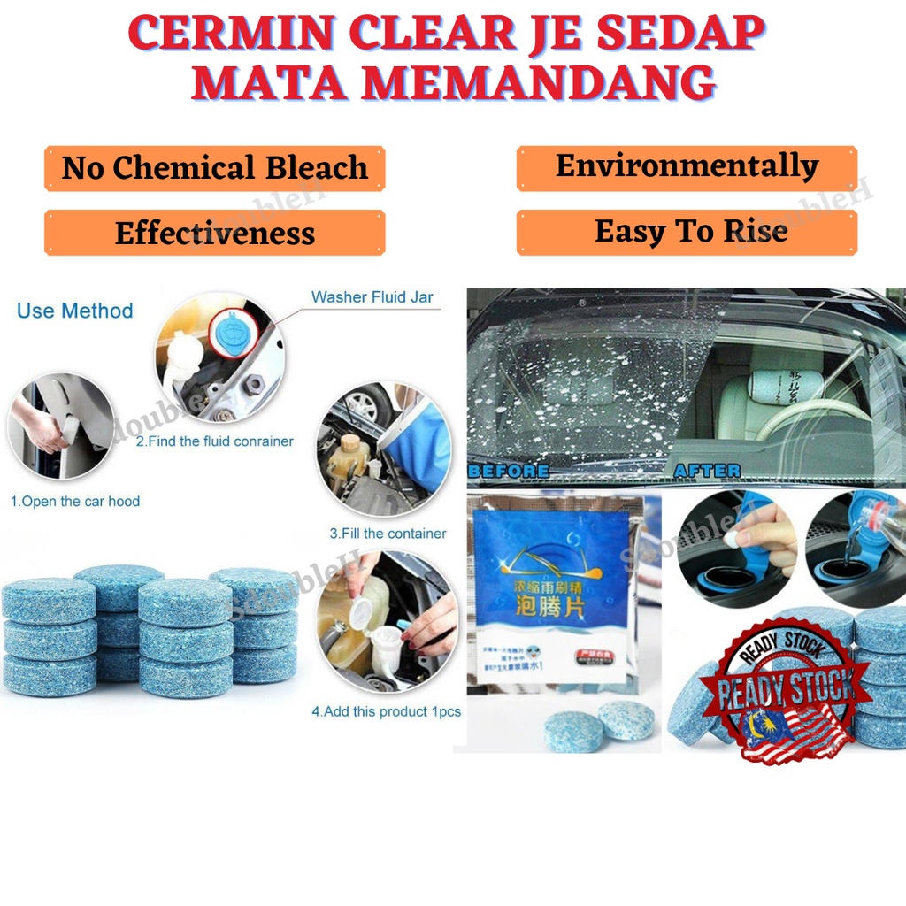 Car Windscreen Windshield Cleaner Glass Wash Shampoo Tablet Pencuci ...