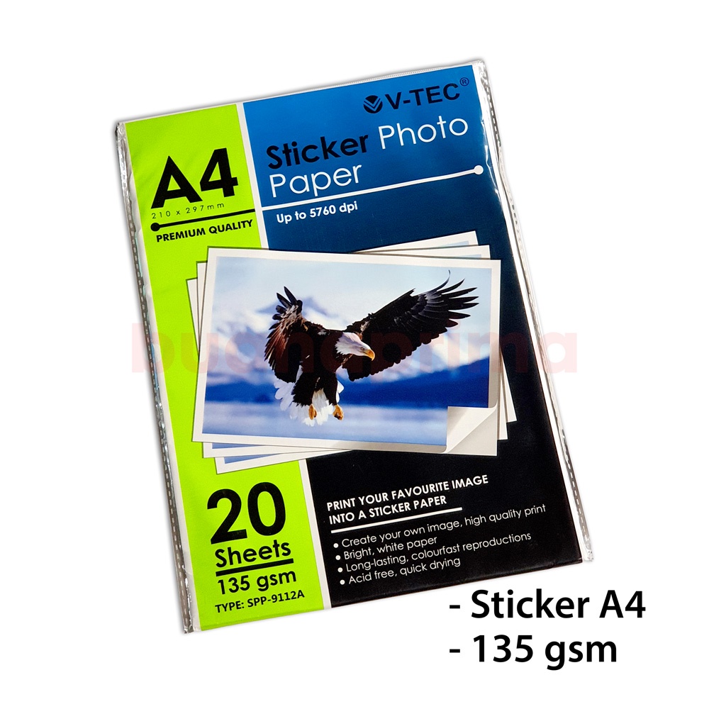 V-tec A4 135 gsm Sticker Paper contains 20 Glossy Photo Stickers ...
