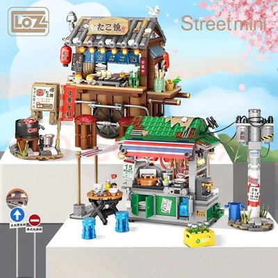 [READY STOCK] D SHOP NANOBLOCK LOZ 1252-1253 Japanese Takoyaki Octopus Street- Hong Kong Style ...