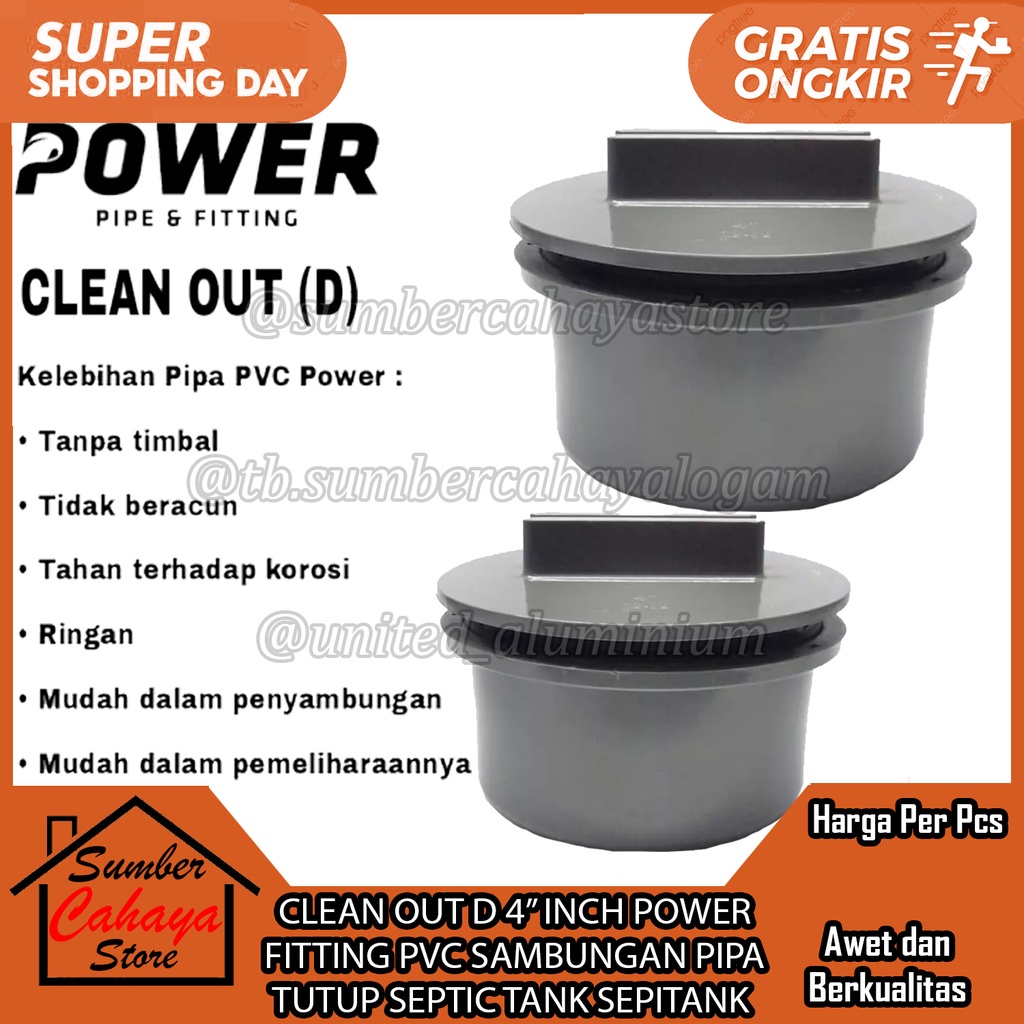 Clean OUT D 4" INCH POWER FITTING PVC PIPE Connection SEPTIC TANK CAP ...