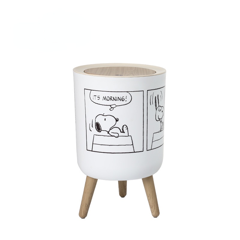 Snoopy Co-bred Cartoon Trash Can Recycling Bins with Lid Press Desktop ...