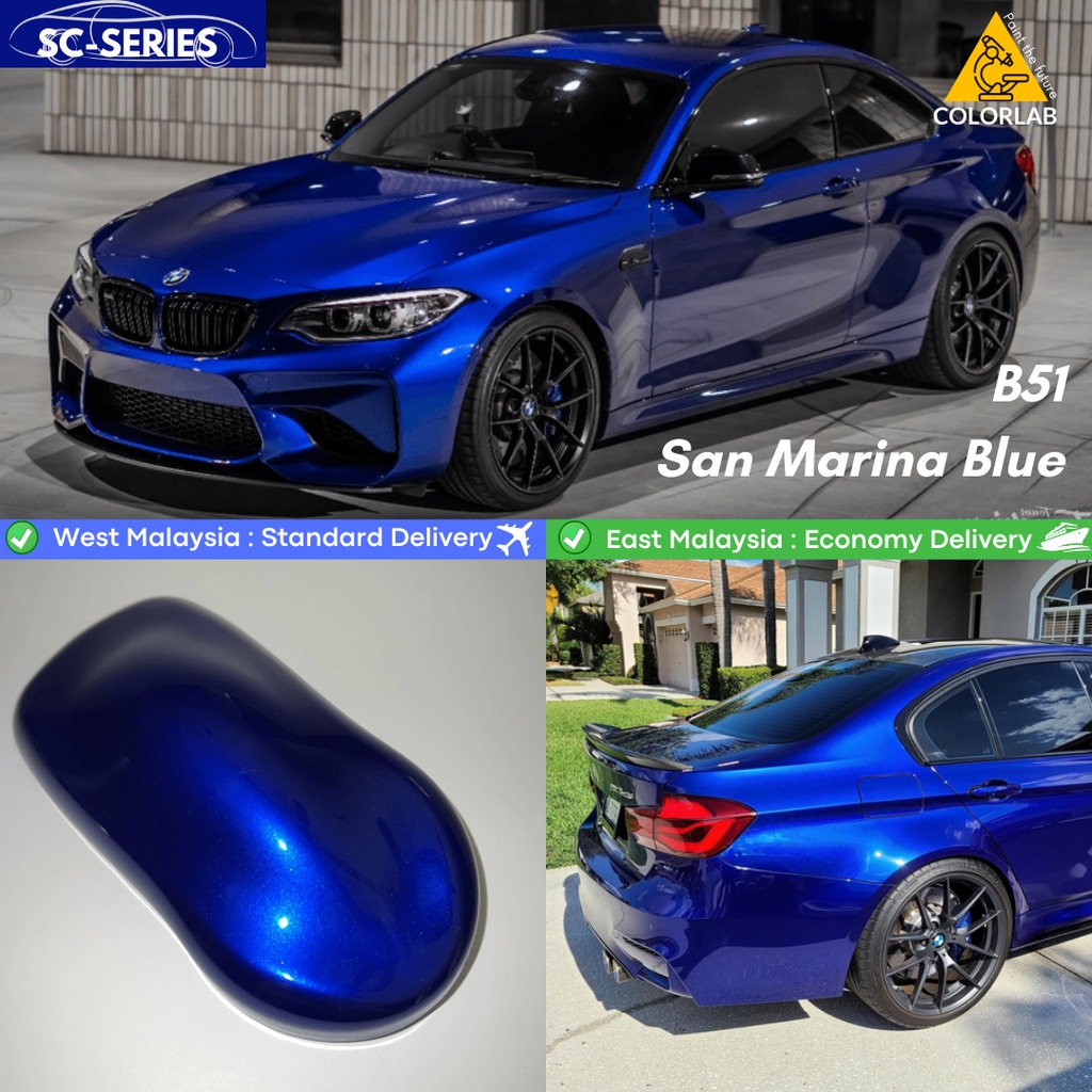 BMW San Marina Blue- B51 Candy Pearl 2K Automotive Car Paint / Motor Paint / Cat Bancuh Kereta ...