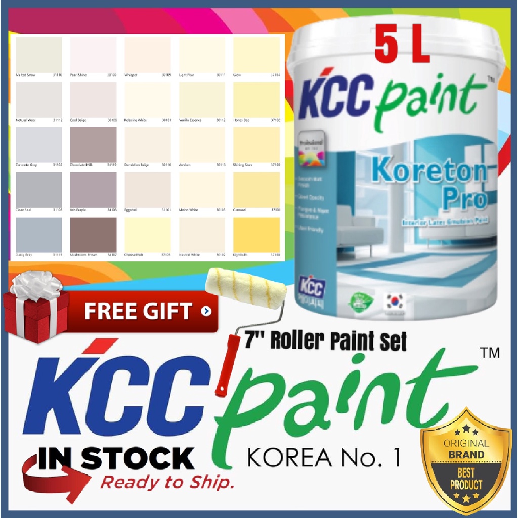 SINAR 5 LITER KCC PAINT KORETON PRO INTERIOR EMULSION MATT FINISH / CAT DINDING DALAM RUMAH TAK ...