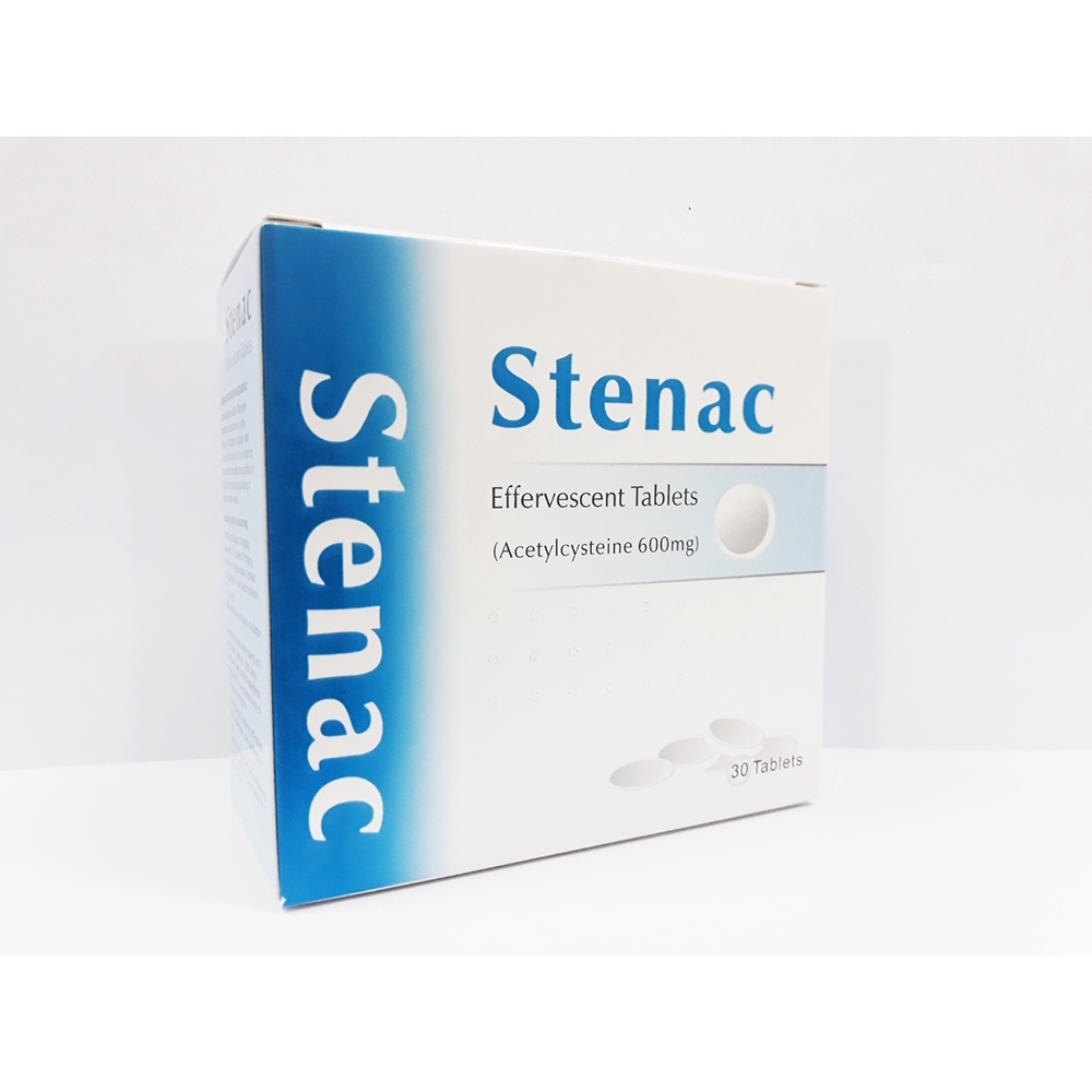 STENAC effervescent tablet 600MG TABS 30'S ( 1 box ) phlegm , kahak ...