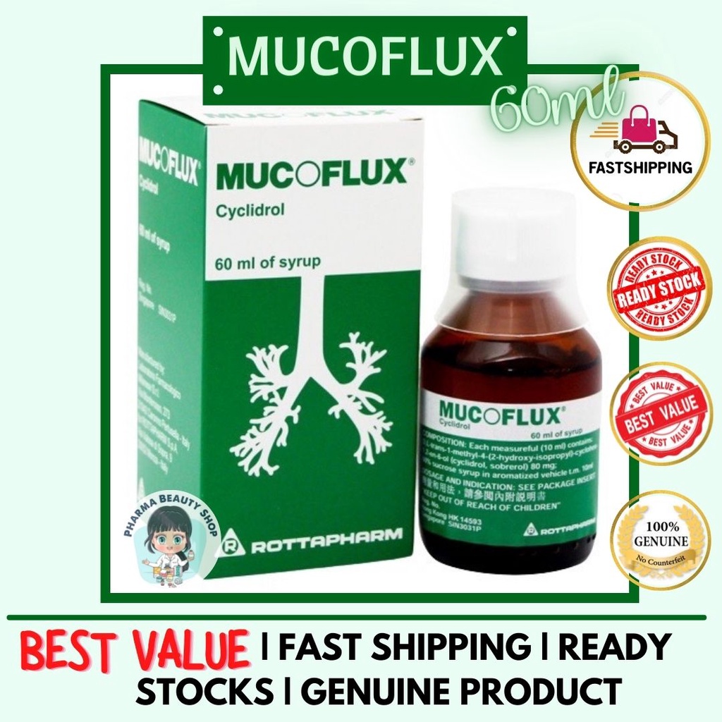 Mucoflux Syrup 60ml for COUGH/ PHLEGM/ BATUK/ KAHAK (EXP 02/2024 ...