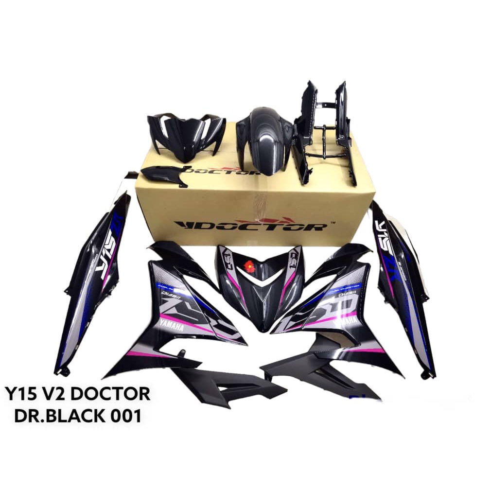COVERSET BODYSET YAMAHA Y Y15 Y15ZR V1 V2 BLACK VIETNAM EDITION HITAM ...