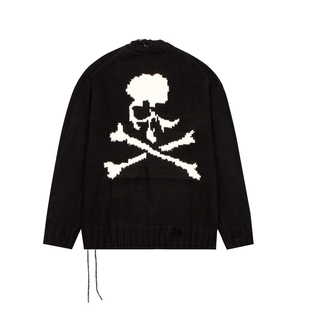 MasterMind Japan MMJ 21fw Men's Wind Skull Logo Round Neck Warm Sweater ...