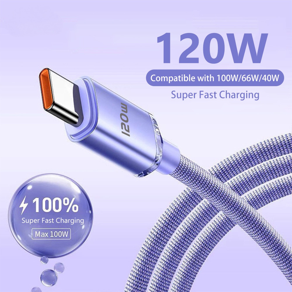 7A USB C Cable 120W Type C Cable Fast Charging Wire For Huawei Data ...