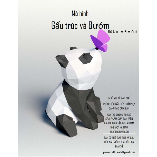 Diy Papercraft|Panda And Butterfly|Vietnamese instructions available ...