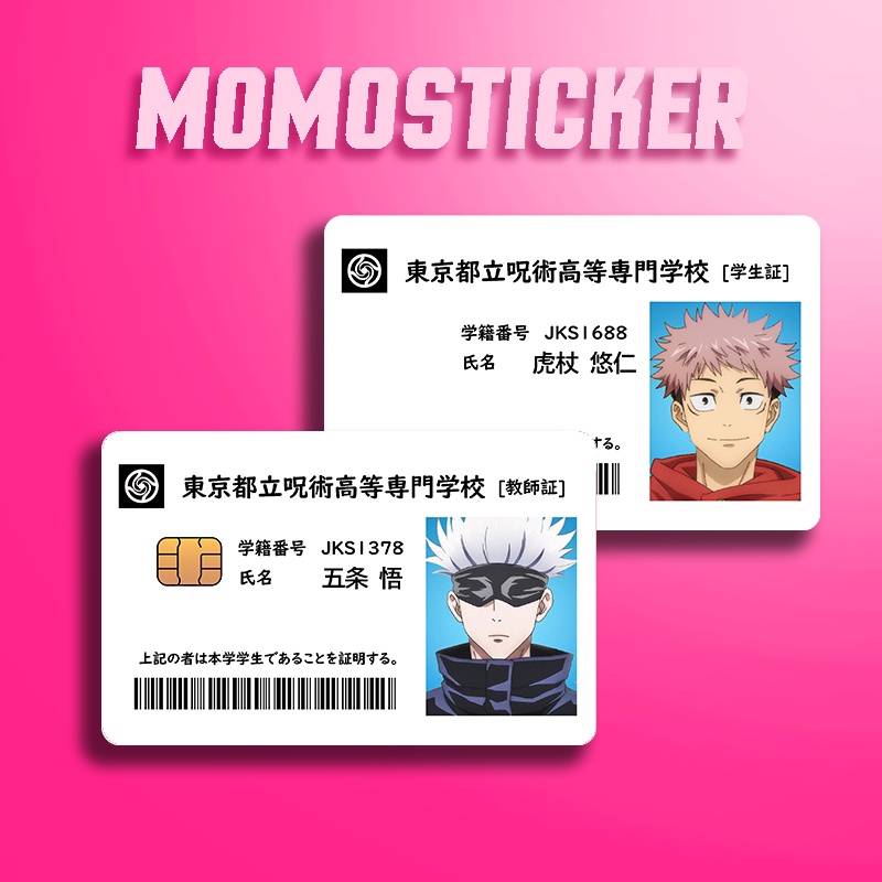 JUJUTSU KAISEN /- SCHOOL ID CARD STICKER / Touch N Go Sticker / ATM ...