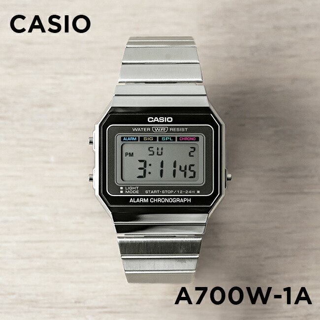 Jam Tangan Casio CASIO A700W-1A Retro Metal Square dengan Penggera Jam ...