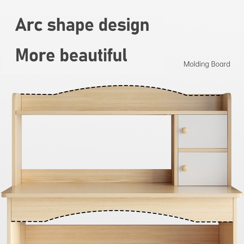 120CM Meja belajar Computer Study Table With Drawer Bookshelf Study ...