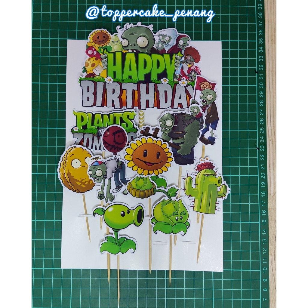 Plants vs Zombies Game Happy Birthday Decoration Set Cake Topper for ...