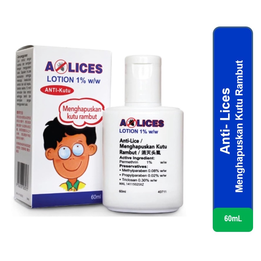A-LICES Lotion Shampoo ANTI LICE Anti Kutu Rambut Permethrin 1% Liquide ...