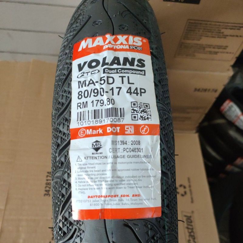 TYRE TIRES MAXXIS MAXIS 80/90-17 TUBELESS TIRE (2020) | Shopee Malaysia