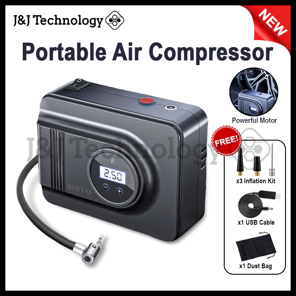 JNJ Technology Electric Air Pump Tyre Car Inflator Portable Pump Tayar ...