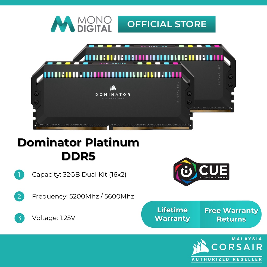 Corsair Dominator Platinum RGB 32GB/64GB DDR5 5200Mhz/5600Mhz/6200Mhz ...