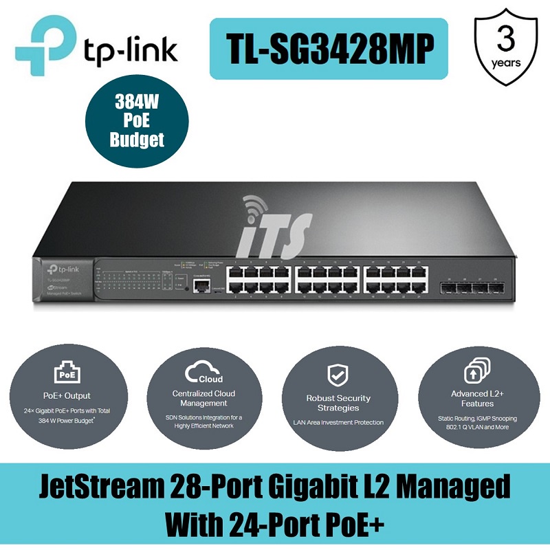 TP-Link JetStream 28-Port Gigabit L2 Managed Switch with 24-Port PoE+ (TL-SG3428MP) | Shopee ...