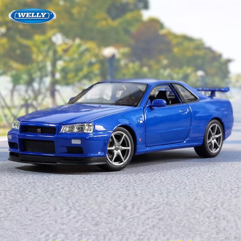 Welly 1:24 Nissan Skyline GTR R34 Alloy Sports Car Model Diecast ...