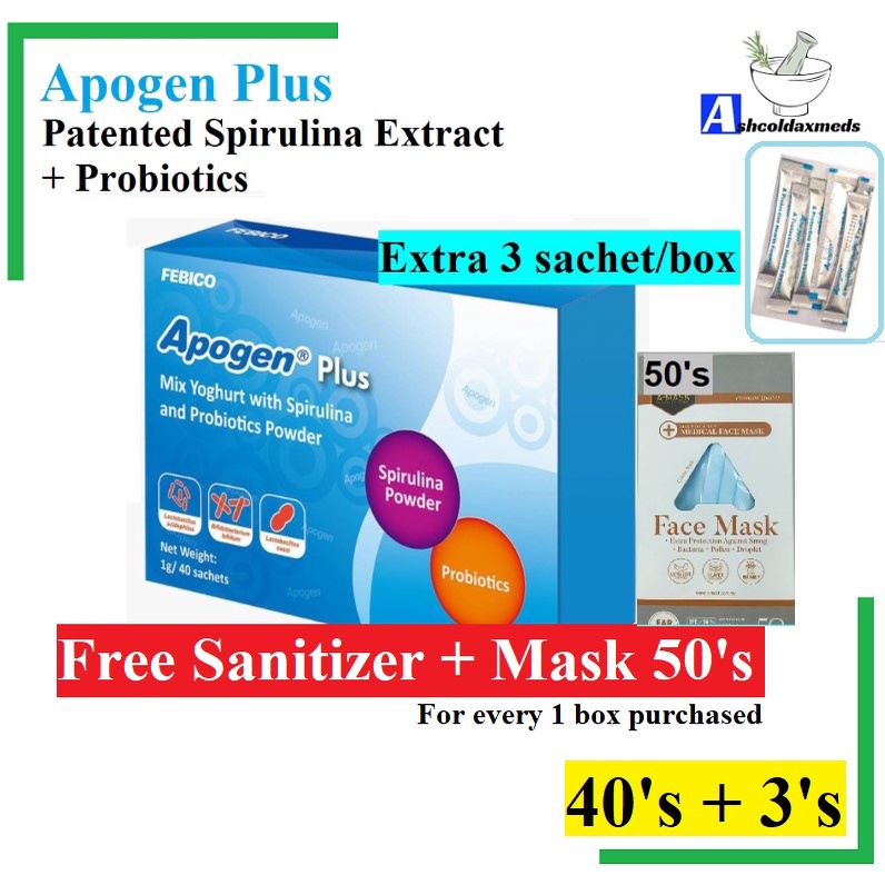 (FOC SANITIZER+MASK 50'S) APOGEN PLUS (MIX YOGHURT WITH SPIRULINA AND ...