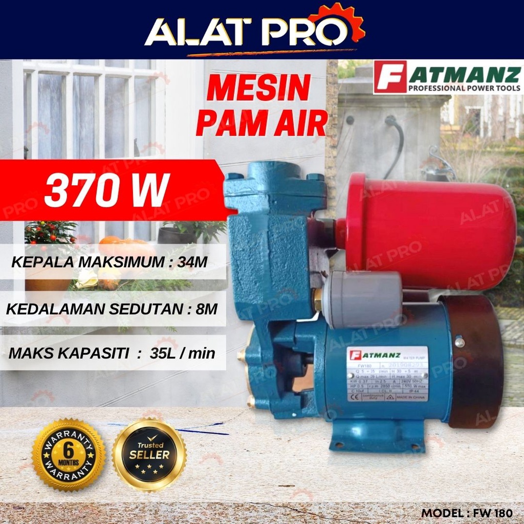FATMANZ Automatic Electric Water Pump Mesin Pam Air 370W FW180 | Shopee ...