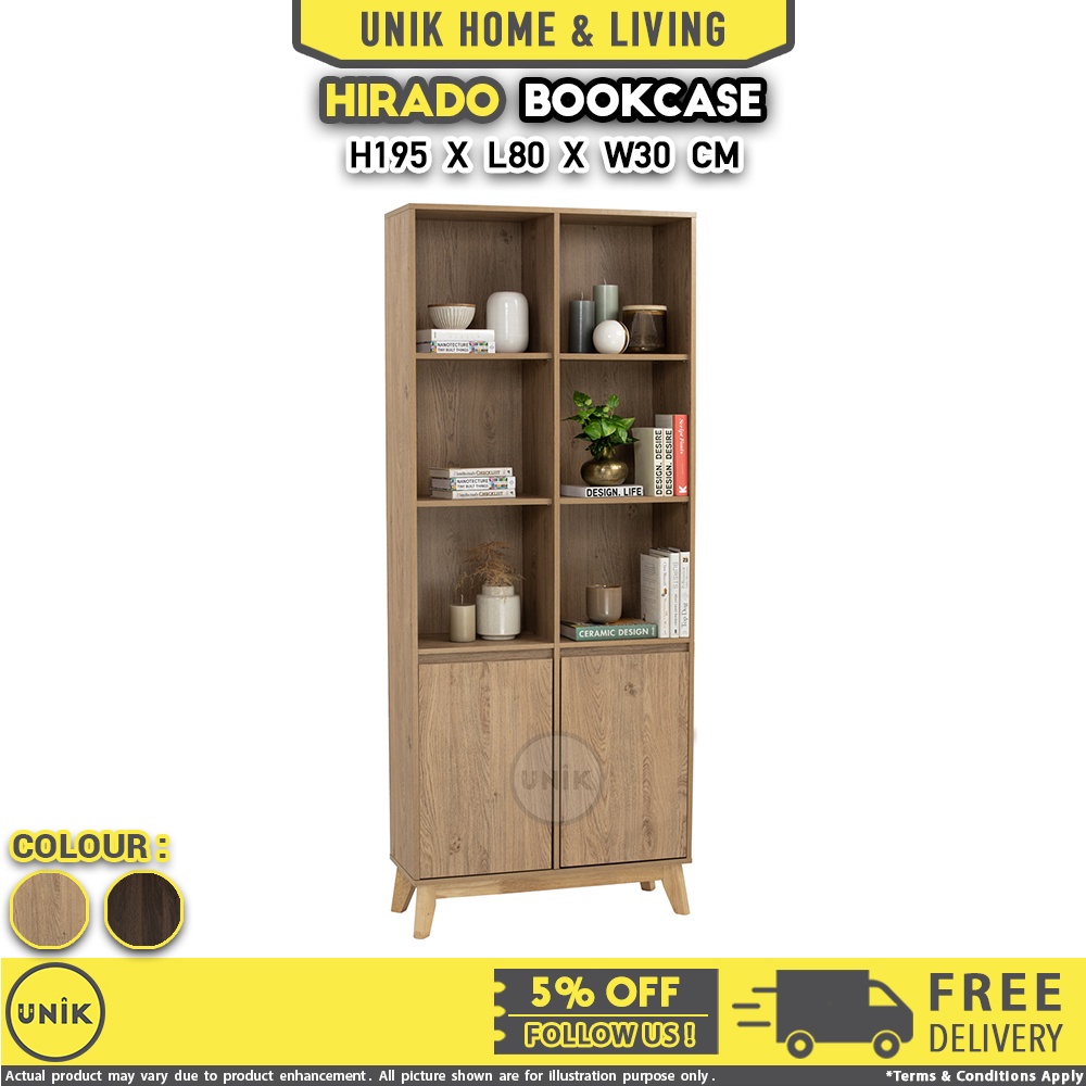 [UNIK] Hirado Bookcase Bookshelf Display Cabinet with Doors | Kabinet ...